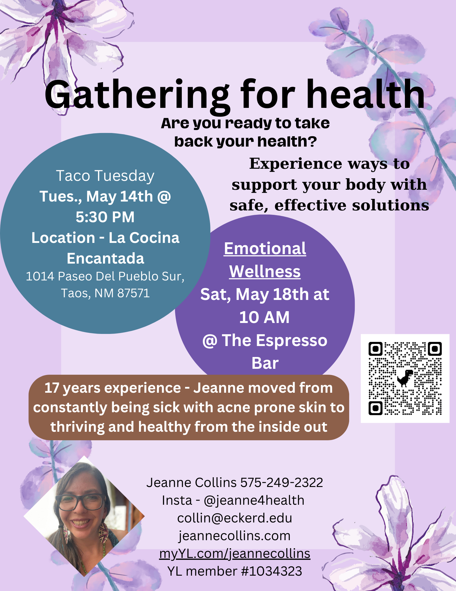 Jeanne Collins 575-249-2322 Insta - @jeanne4health collin@eckerd.edu ...