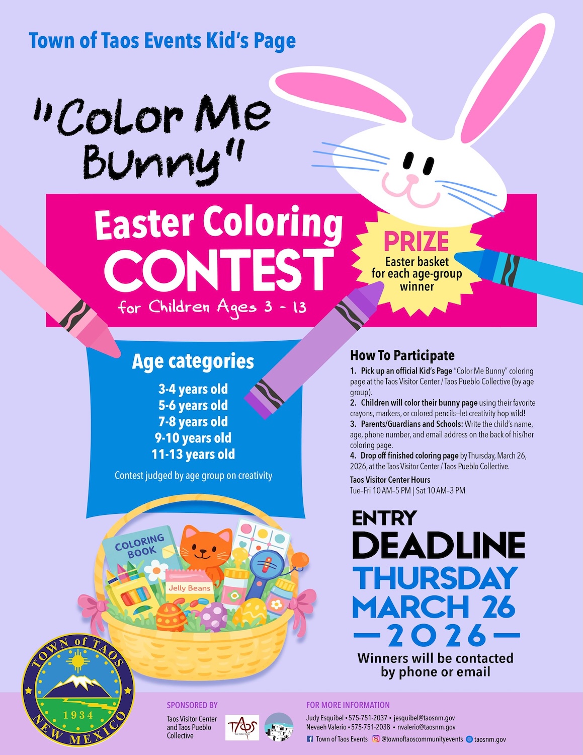 "Color Me Bunny" Easter Coloring Contest - Live Taos Events Calendar